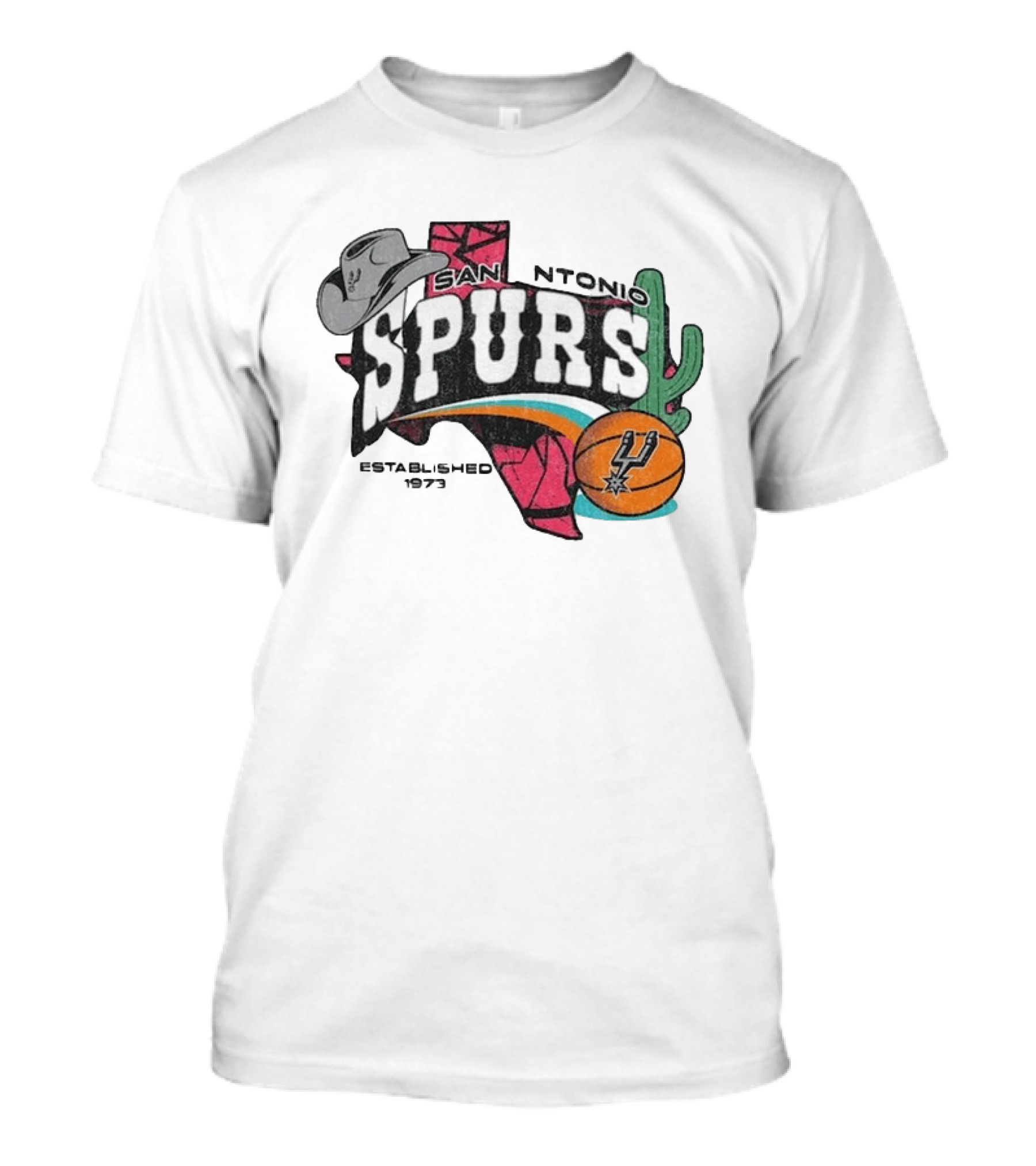 San Antonio Spurs Established 1973 Texas Map Basketball Cactus Cowboy Hat T-Shirt