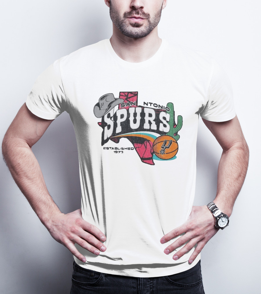 San Antonio Spurs Established 1973 Texas Map Basketball Cactus Cowboy Hat T-Shirt