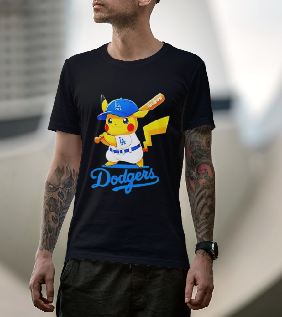 Andree Pikachu Dodgers LA Baseball Batting T-Shirt