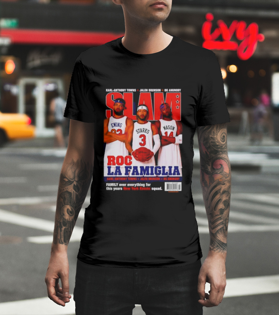 SLAM Magazine Roc La Famiglia Karl Anthony Towns Jalen Brunson OG Anunoby New York Knicks T-Shirt