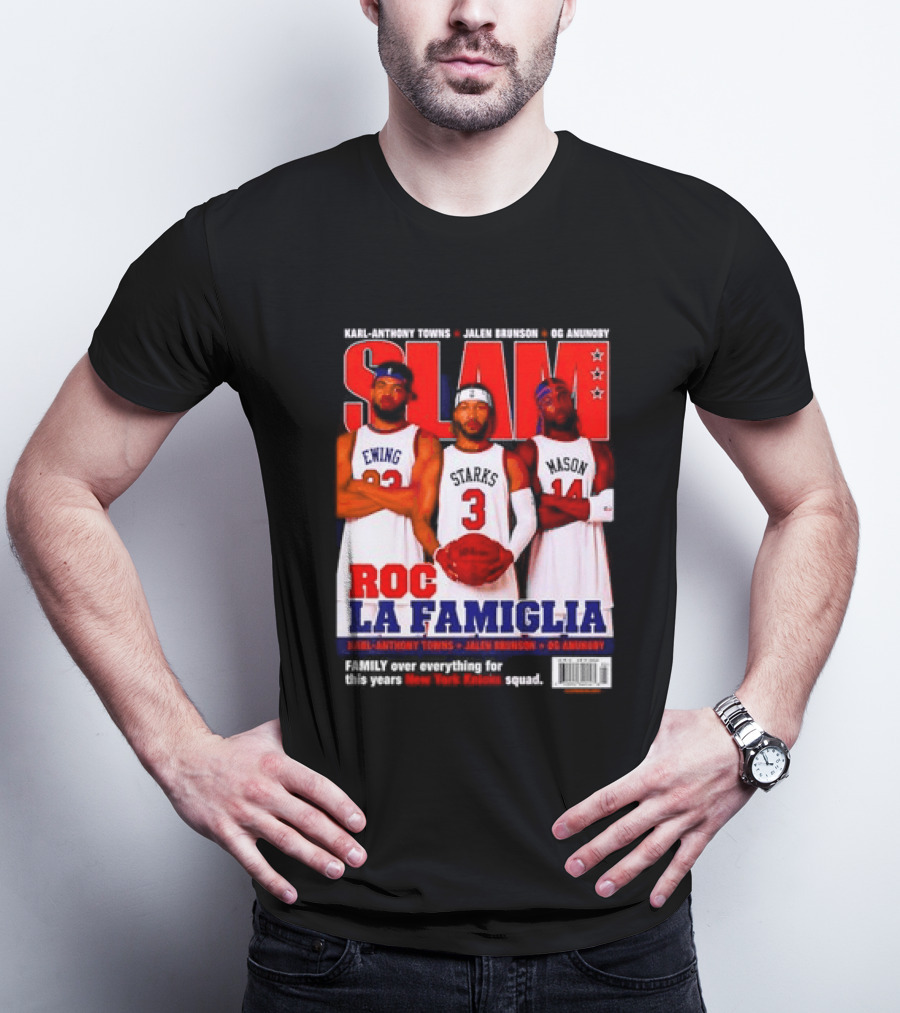 SLAM Magazine Roc La Famiglia Karl Anthony Towns Jalen Brunson OG Anunoby New York Knicks T-Shirt
