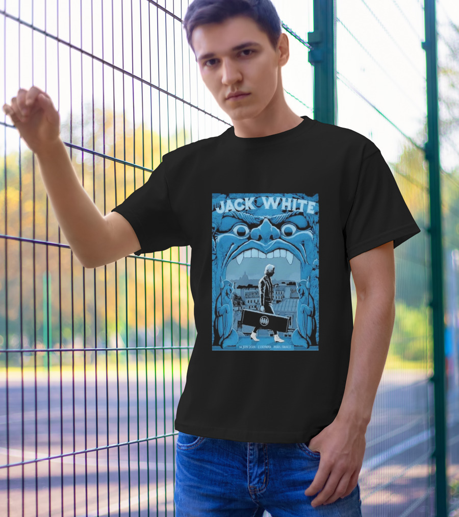 Jack White L'Olympia Paris France June 14 2026 Concert Imagery Blue Gargoyle T-Shirt