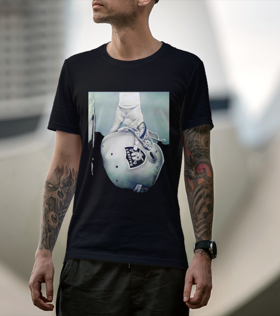 Las Vegas Raiders Football Helmet Hand Wrap Player Representation T-Shirt