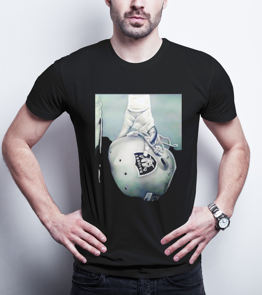 Las Vegas Raiders Football Helmet Hand Wrap Player Representation T-Shirt