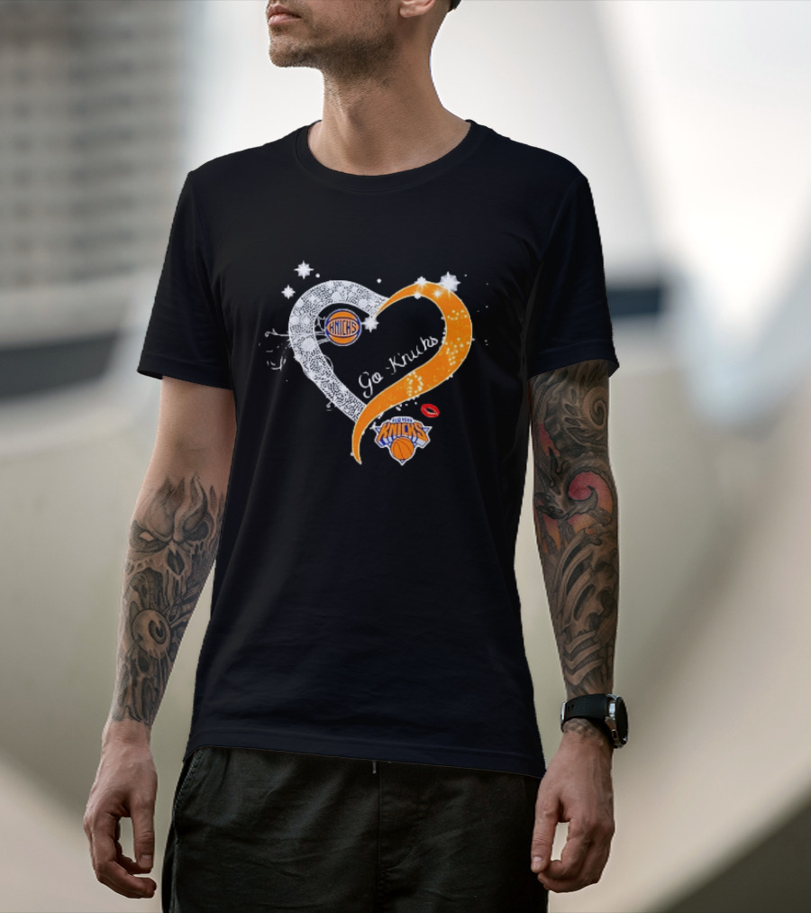NY Knicks Heart Go Knicks Lips New York Knicks Basketball Team Fan T-Shirt