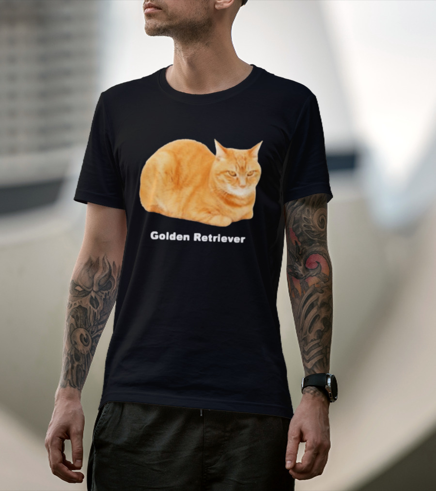 Orange Tabby Cat Golden Retriever Sarcastic Meme Humor T-Shirt