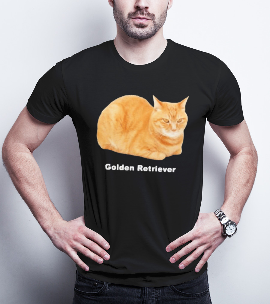 Orange Tabby Cat Golden Retriever Sarcastic Meme Humor T-Shirt