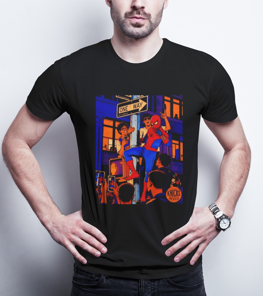 Spider Man One Way New York Knicks Mexico Dept Of Transportation T-Shirt