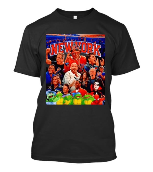 New York Knicks Fans Spike Lee Ben Stiller Timothee Chalamet Chris Rock Featuring Ninja Turtles And Spider Man T-Shirt