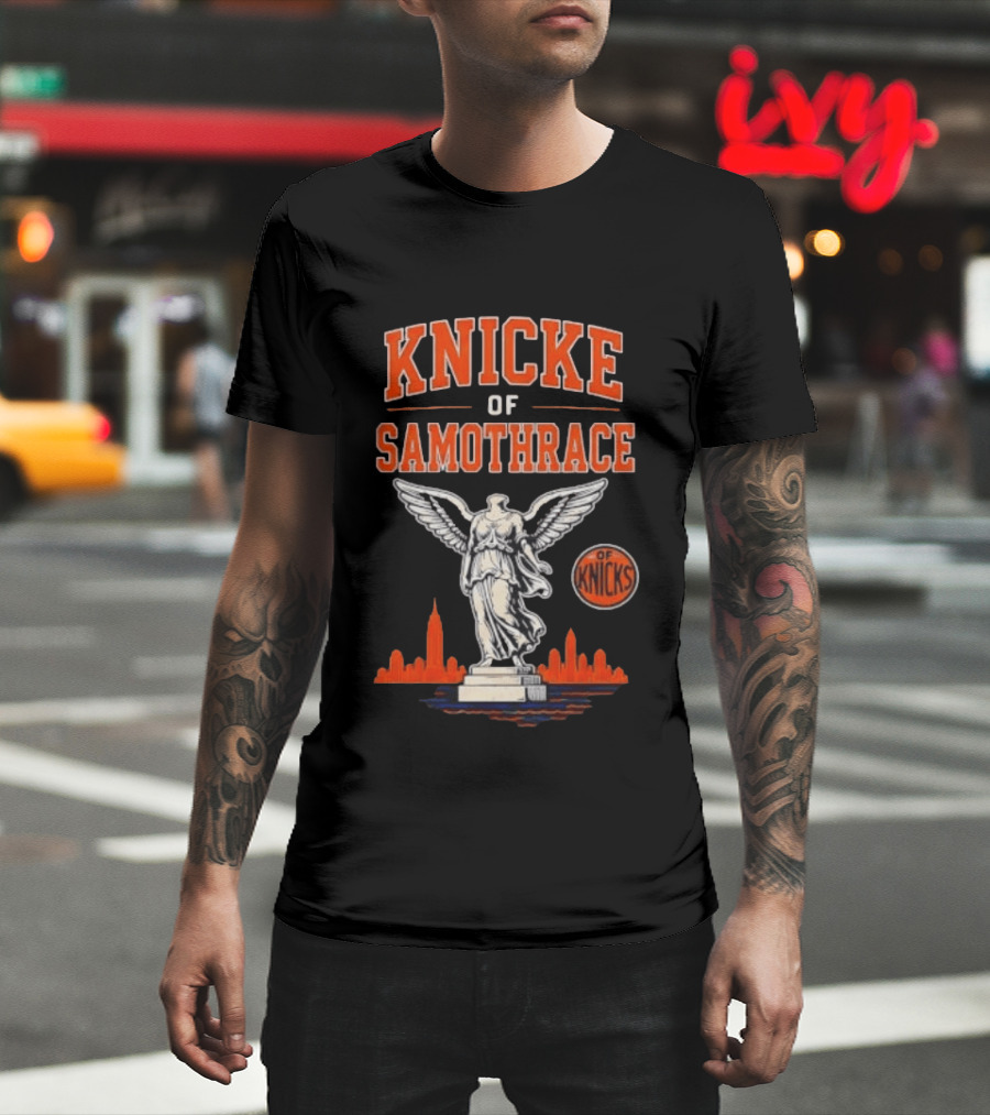 Knicks Of Samothrace Winged Victory Statue Basketball Skyline T-Shirt