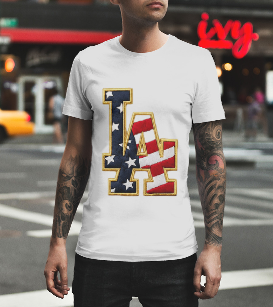 2026 Dodgers 4th Of July LA Stars Stripes T-Shirt