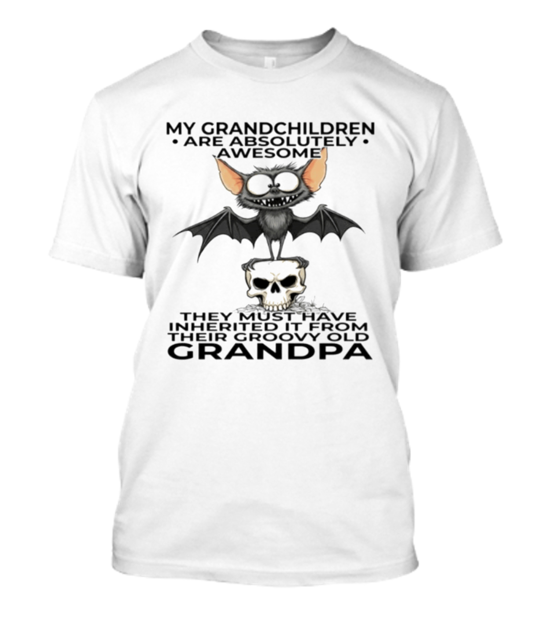 My Grandchildren Are Absolutely Awesome Bat And Skull Grandpa T-Shirt