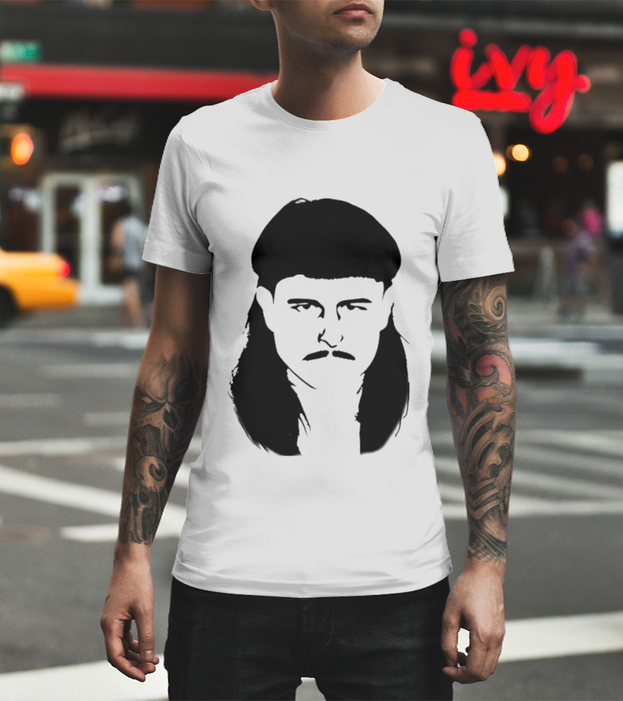 Oliver Tree Black And White Mullet And Mustache T-Shirt