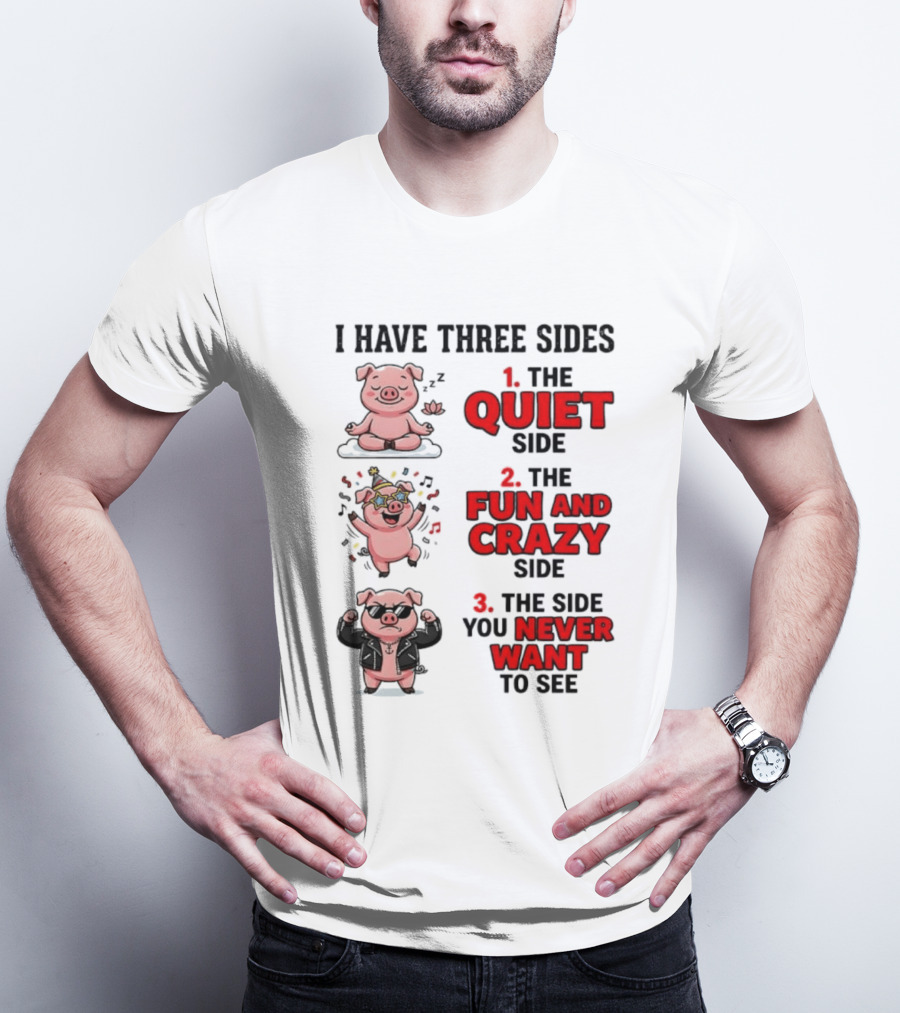 Pig I Have Three Sides Quiet Fun Crazy Never Want To See T-Shirt