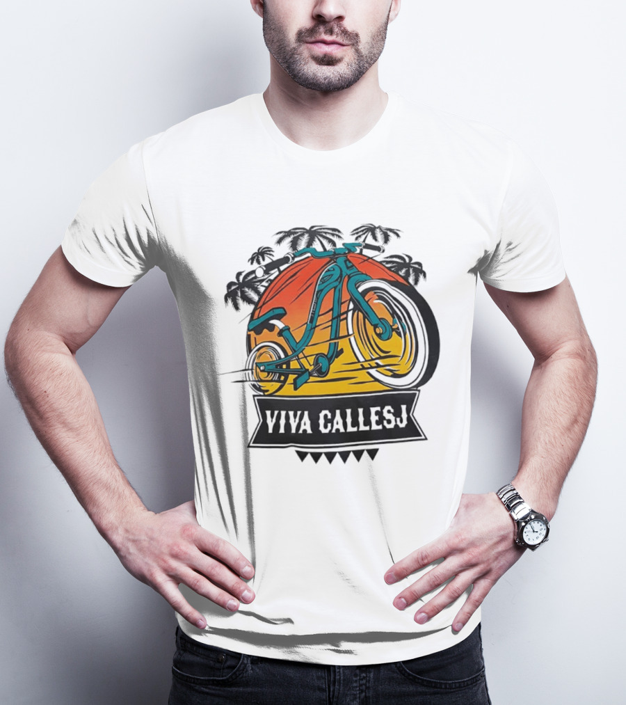 Viva CalleSJ San Jose Bike Tropical Palm Trees T-Shirt