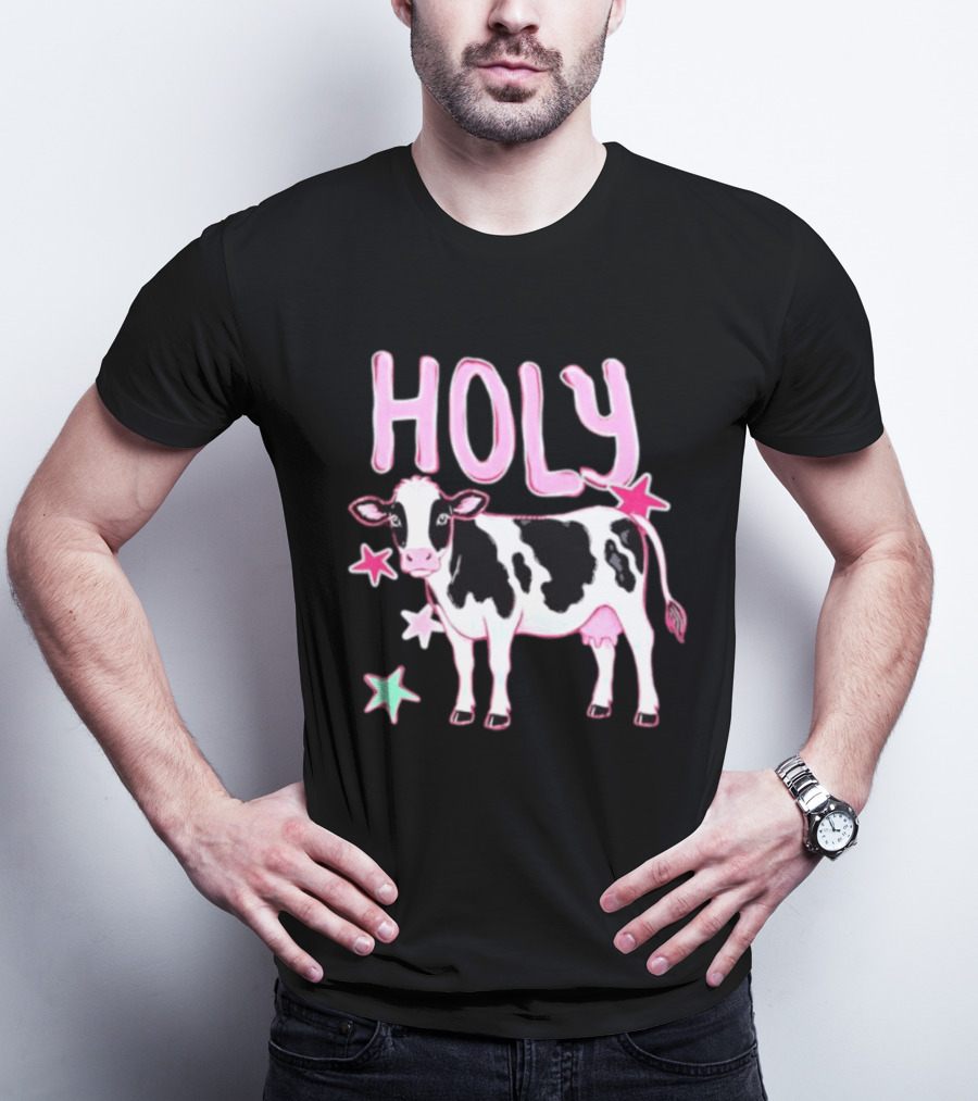 Holy Cow Pink Stars Farm Animal Lovers T-Shirt