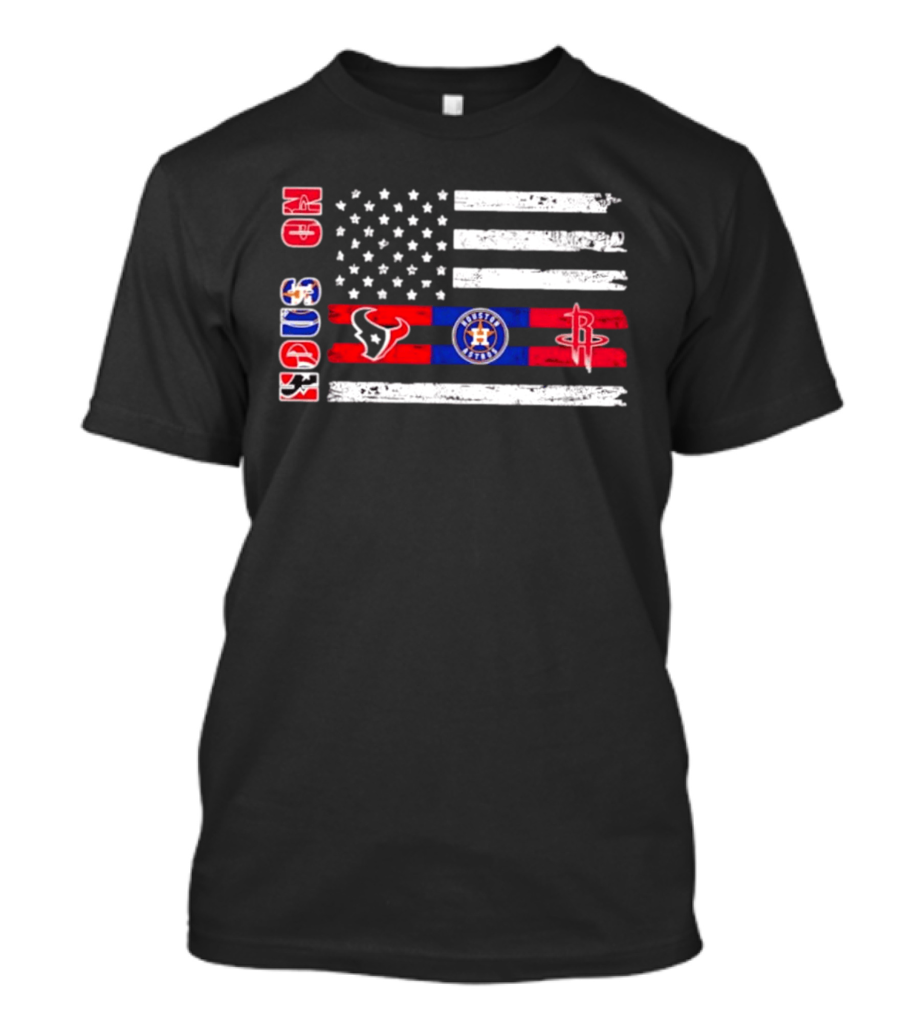 Houston Texans Astros Rockets USA Flag Independence Day T-Shirt