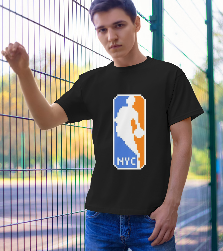 NYC NBA Pixel Logo Basketball T-Shirt