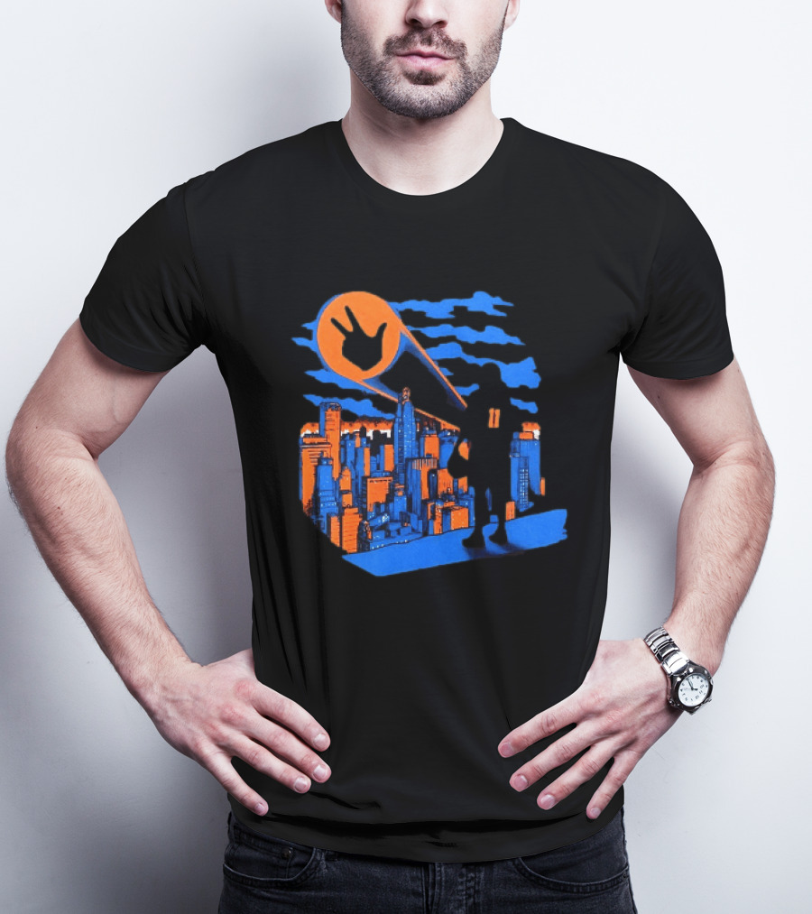 Jalen Brunson Three Points New York City Knicks NBA Basketball Player Skyline T-Shirt