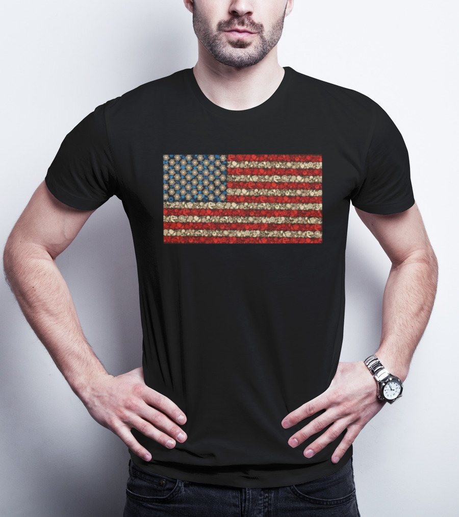 Science And Math American Flag With Molecular Structures And Atom T-Shirt