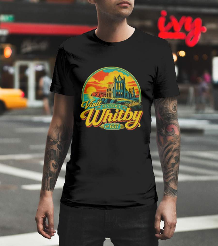 Visit Historic Whitby Abbey North Yorkshire England Est 657 T-Shirt