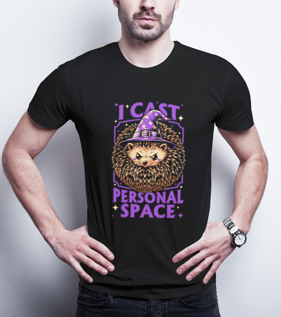 Witch Hedgehog I Cast Personal Space Fantasy Magic Wizard Animal Lover T-Shirt