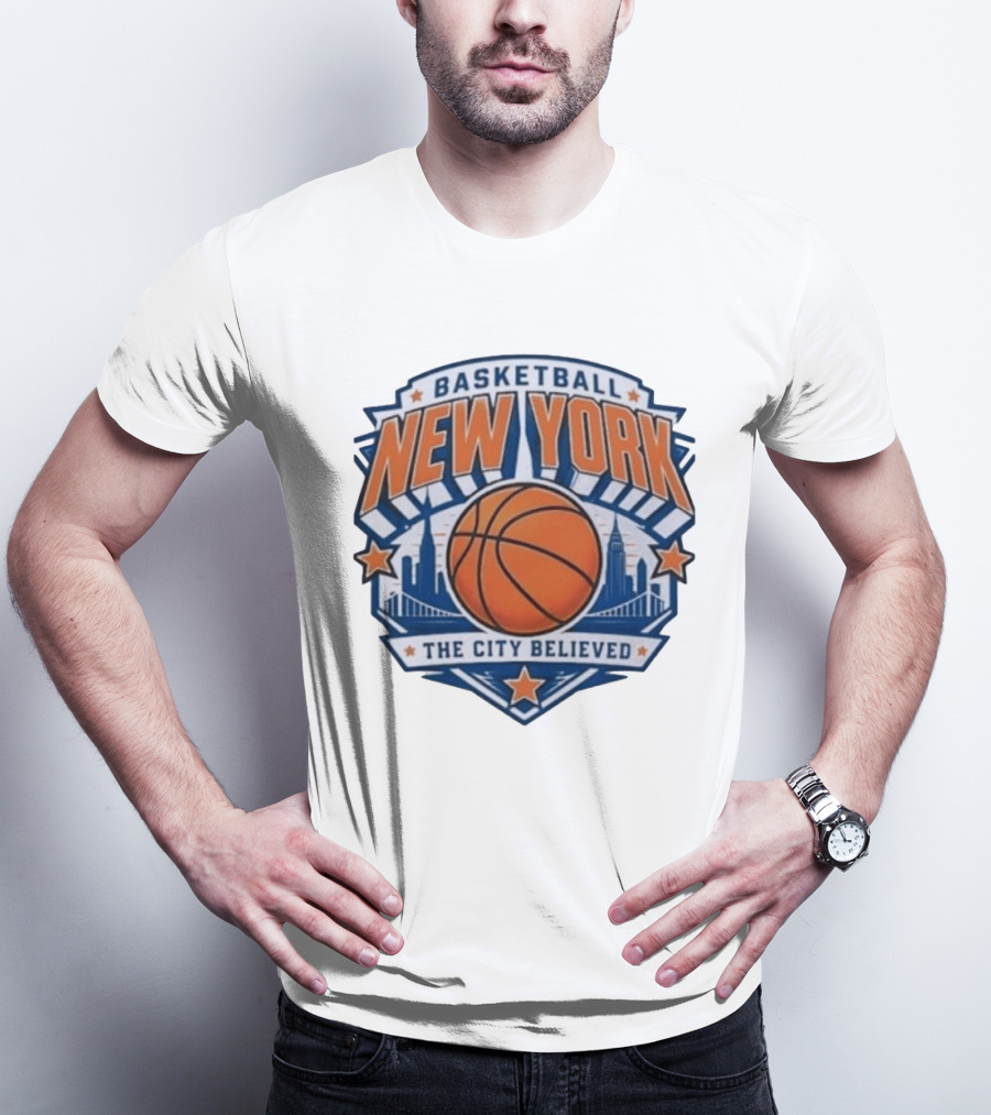 New York Basketball 2026 Champs The City Believed Skyline Basketball T-Shirt