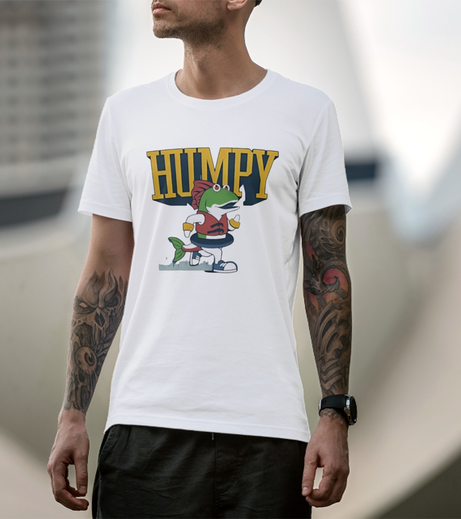 Humpy Running Fish With Life Vest Tube Humor T-Shirt