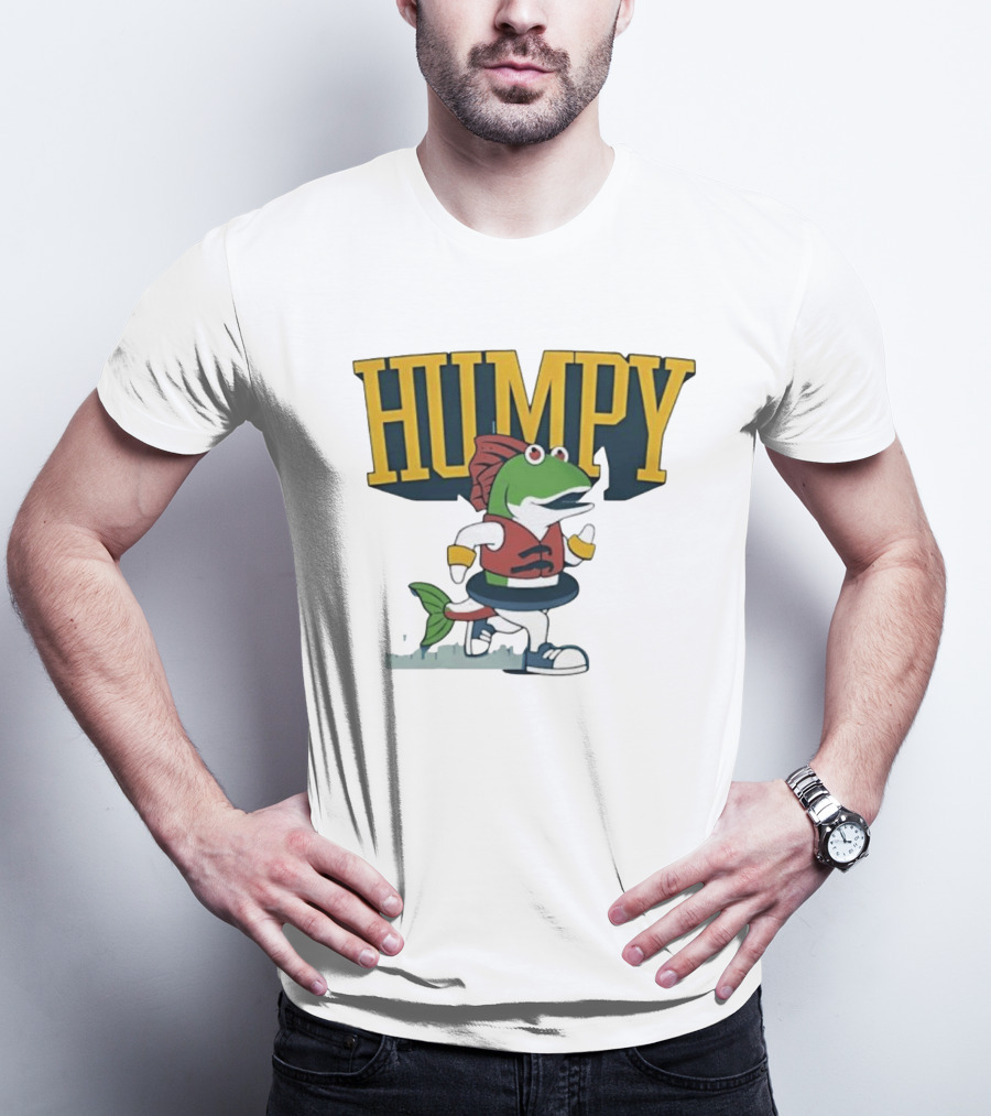 Humpy Running Fish With Life Vest Tube Humor T-Shirt