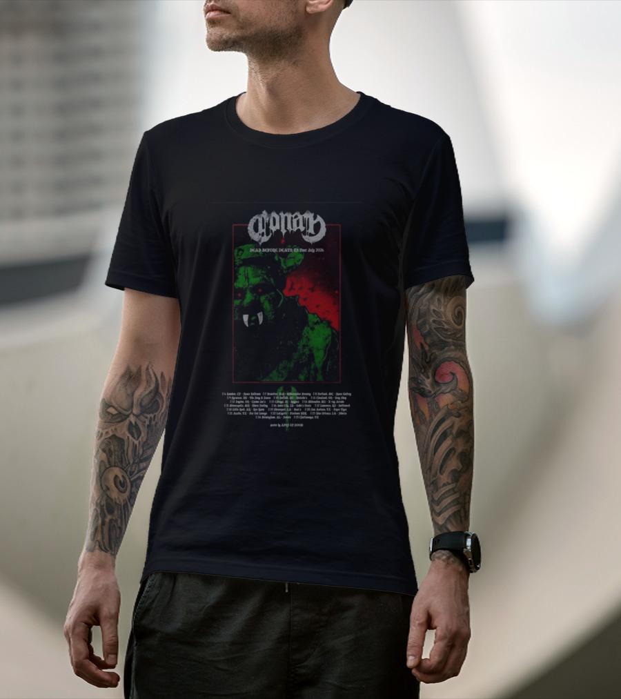 Conan Dead Before Death US Tour July 2026 Monster Art By King Of Doom T-Shirt