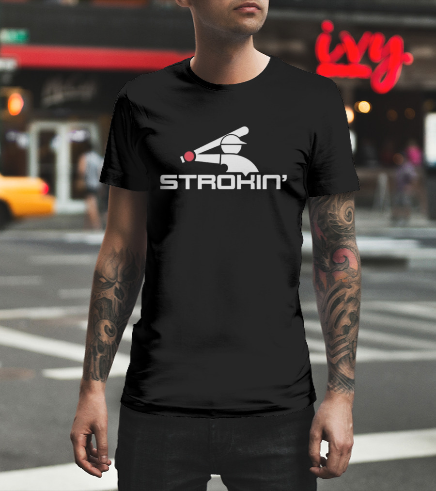 Davis Martin Strokin' Baseball Batter Icon With Cap And Bat T-Shirt