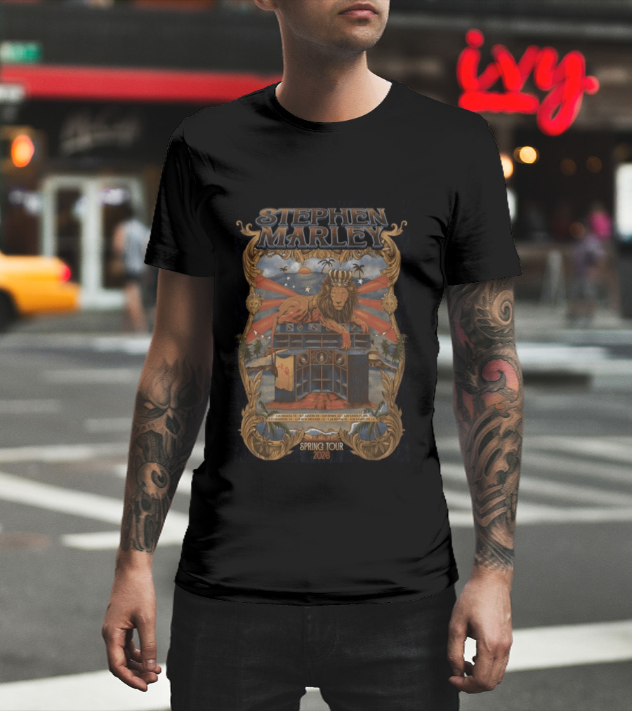 Stephen Marley Spring Tour 2026 With Lion And Speakers T-Shirt