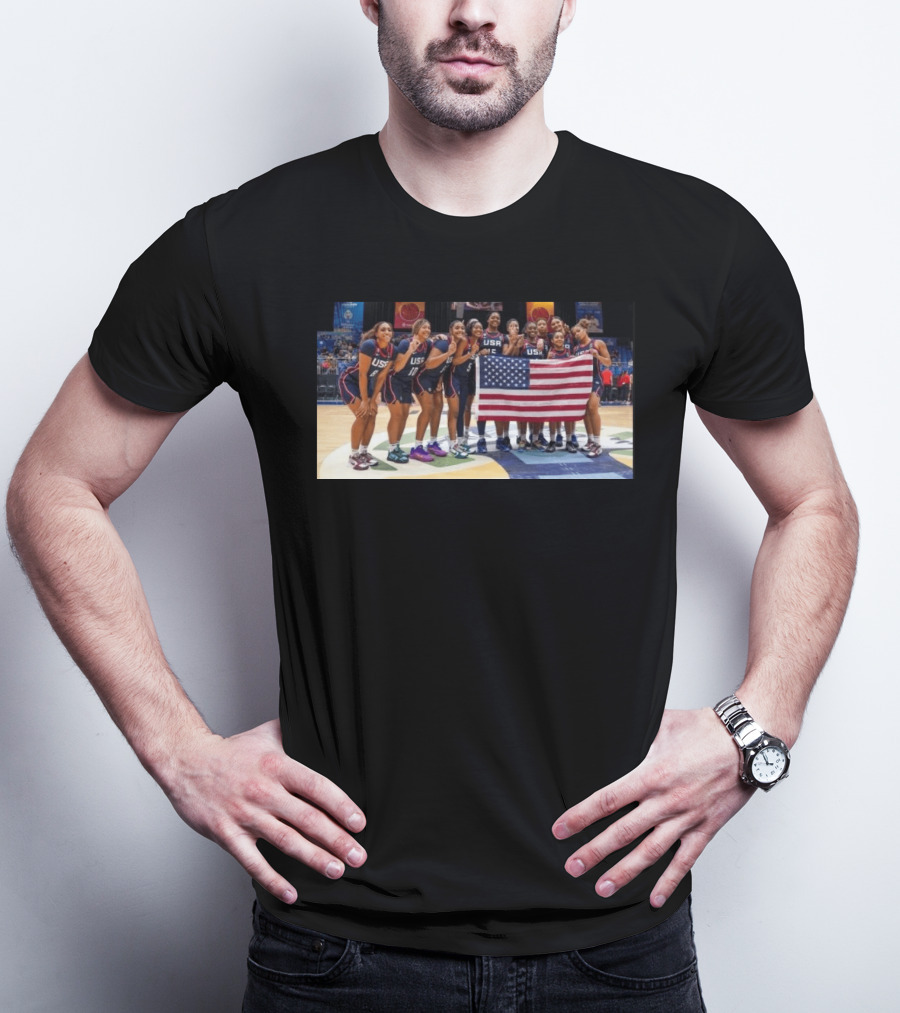 2026 U18 AmeriCup Basketball Champions Team USA With Flag T-Shirt