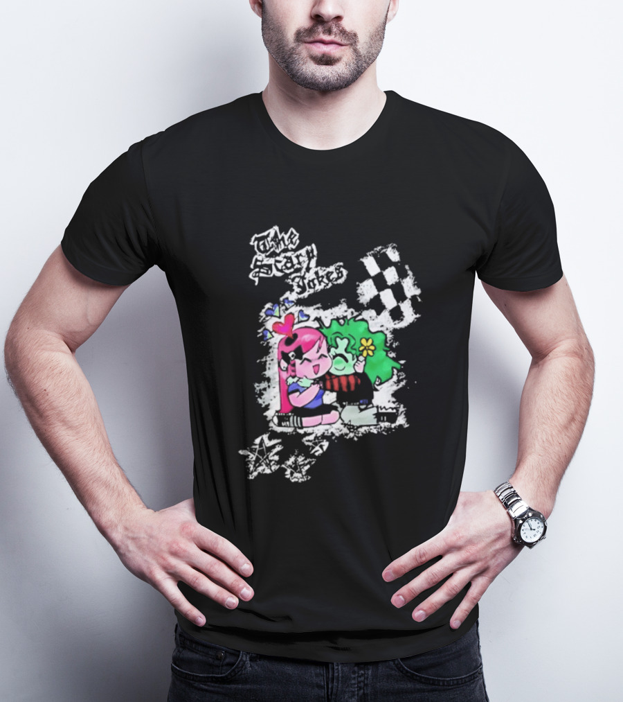 The Scary Jokes Checkered Pattern With Colorful Characters T-Shirt