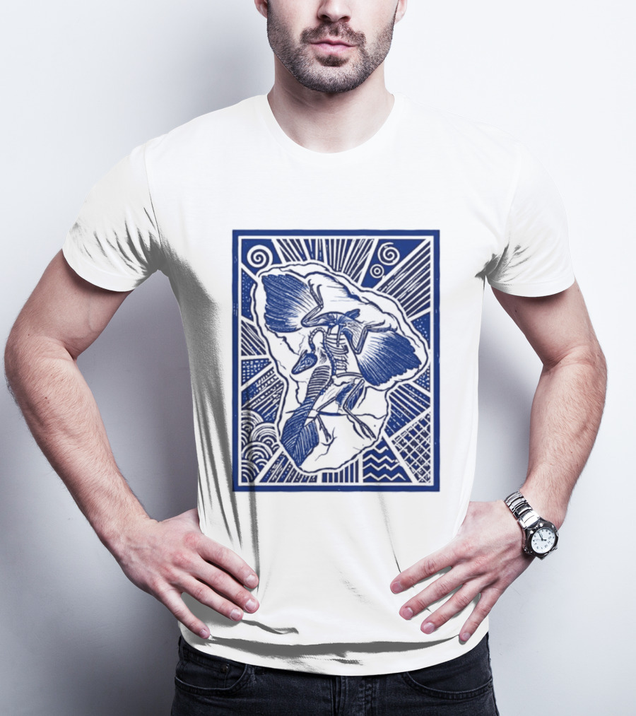 Archaeopteryx Fossil Linocut Prehistoric Bird Paleontology Biology T-Shirt