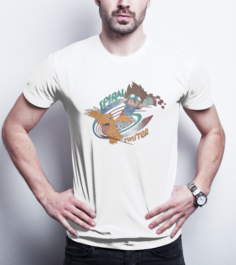 Spiral Twister Digimon Adventure Character Agumon And Taichi Anime Fan Favorite T-Shirt