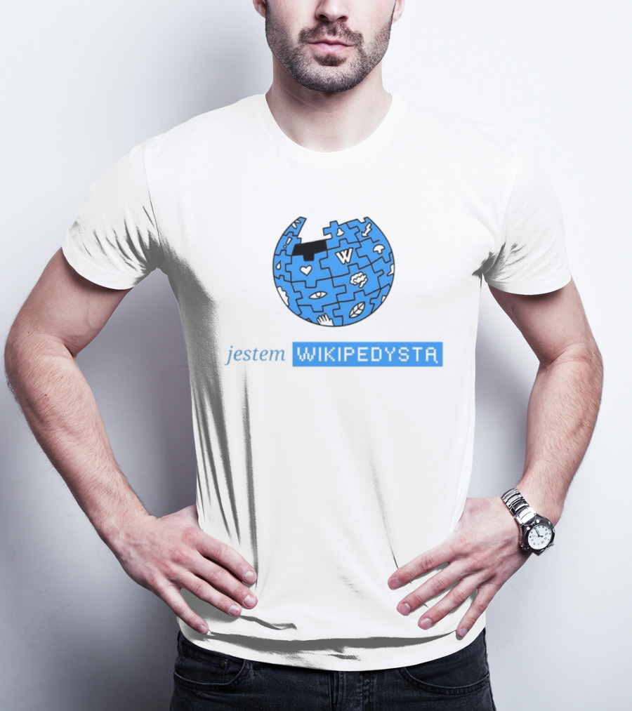 Jestem Wikipedysta Puzzle Globe Icon Eyes And Clouds T-Shirt