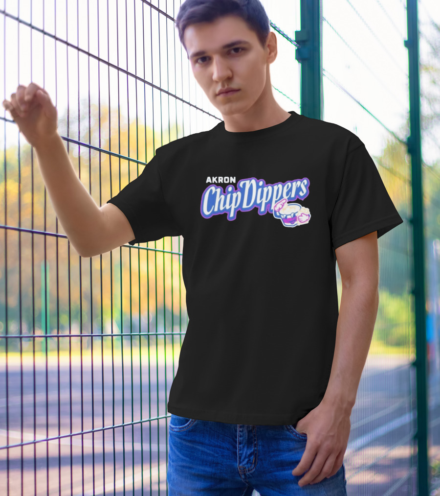 Akron Chip Dippers MLB Baseball Logo With Chip And Dip T-Shirt