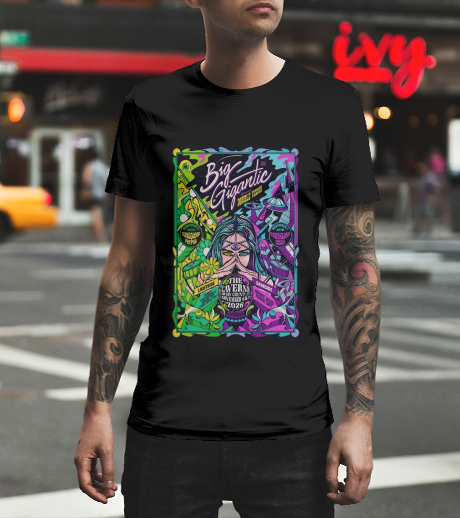 Big Gigantic Double Vision Live Nov 6 7 2026 The Caverns Pelham TN Sunsquabi Phyphr Smokeland Zoska T-Shirt