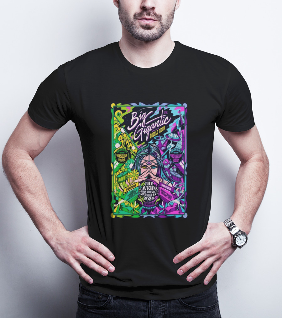 Big Gigantic Double Vision Live Nov 6 7 2026 The Caverns Pelham TN Sunsquabi Phyphr Smokeland Zoska T-Shirt