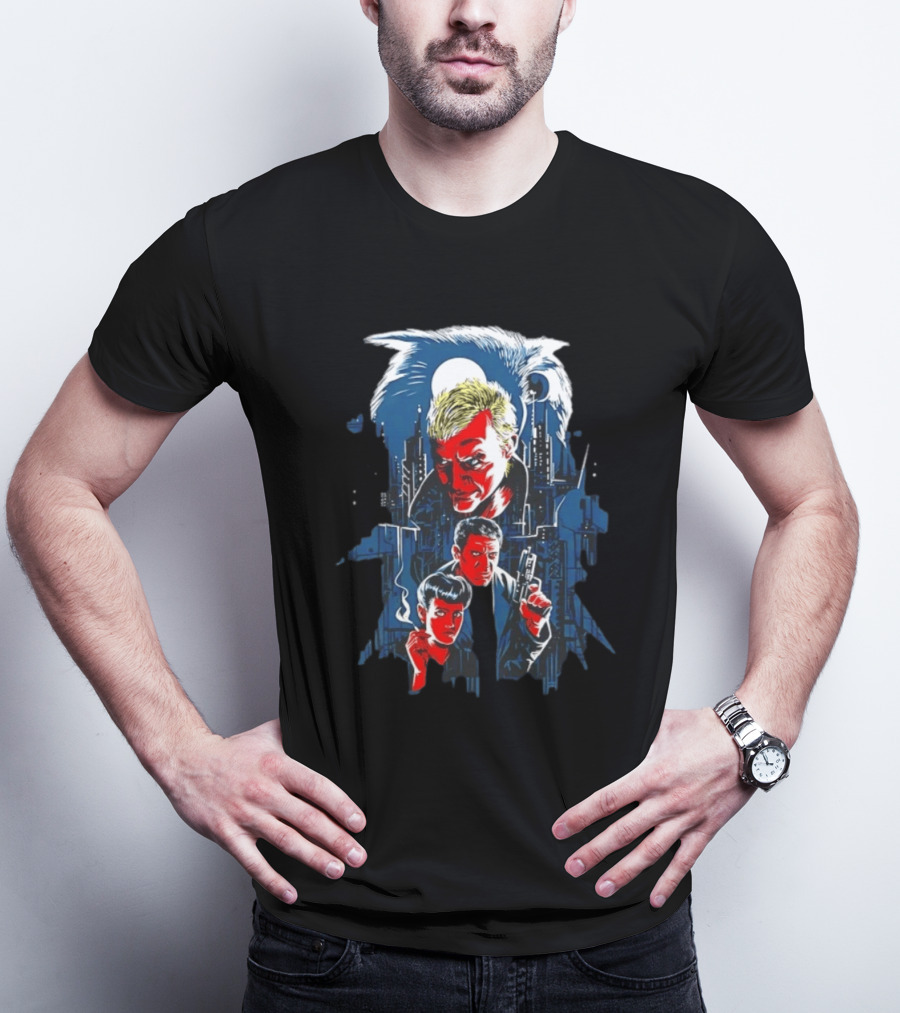 Blade Runner Tannhauser Gate Scene With Characters And Cityscape T-Shirt