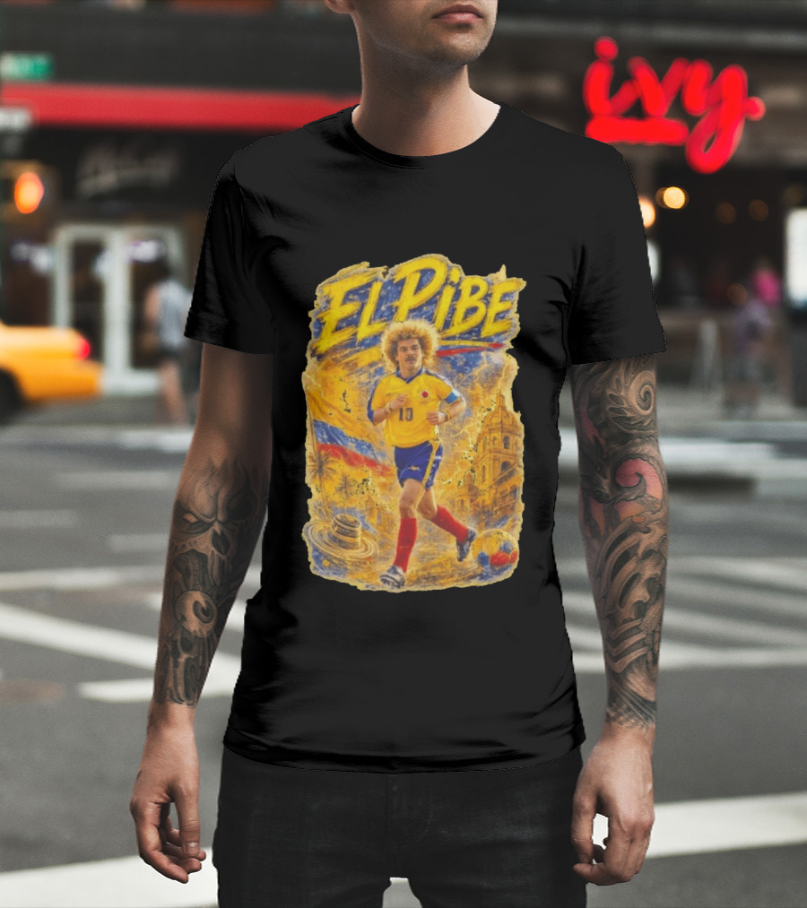 Carlos Valderrama El Pibe Colombia Football Legend Iconic Yellow Jersey T-Shirt