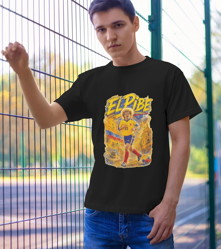 Carlos Valderrama El Pibe Colombia Football Legend Iconic Yellow Jersey T-Shirt