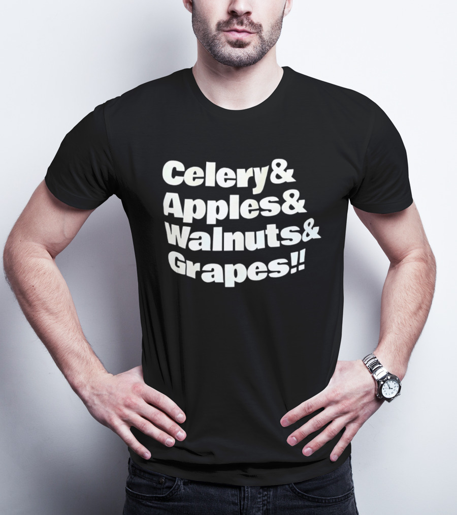 Celery Apples Walnuts Grapes Food Ingredients List T-Shirt