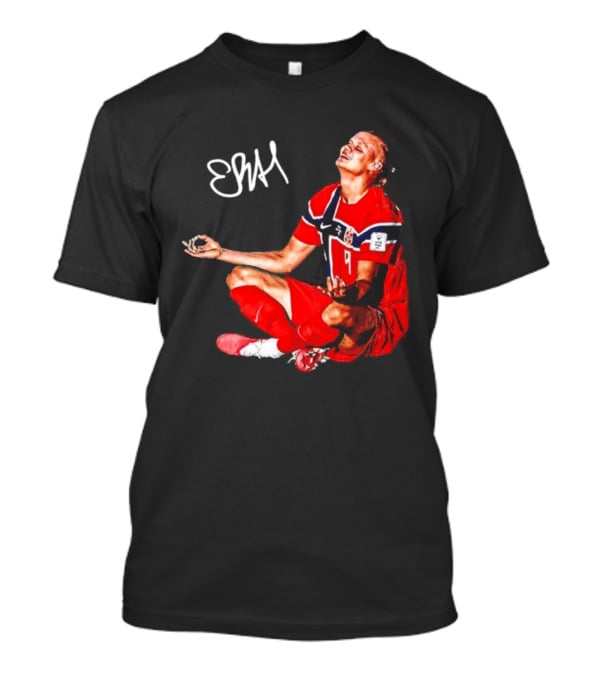 Erling Haaland Norway Football Meditation Pose Signature T-Shirt