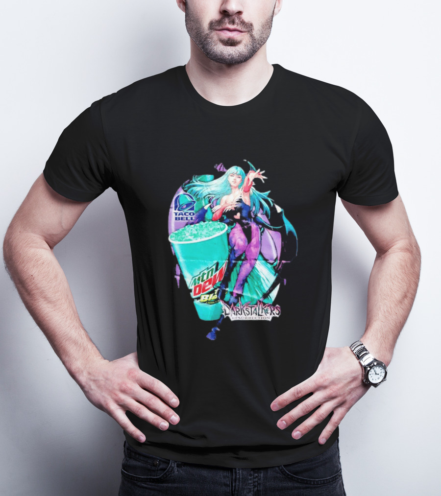 Morrigan Aensland Darkstalkers Taco Bell Mountain Dew Baja Blast Resurrection T-Shirt
