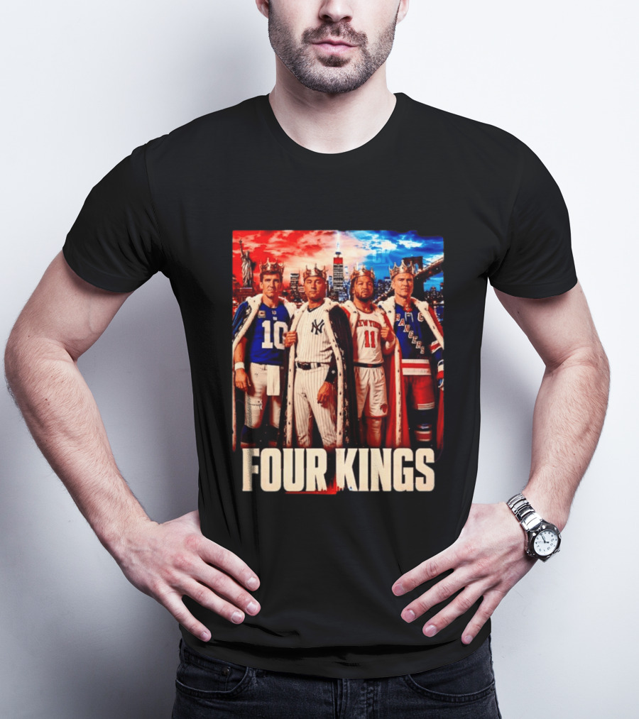 Four Kings New York Giants Yankees Knicks Rangers T-Shirt