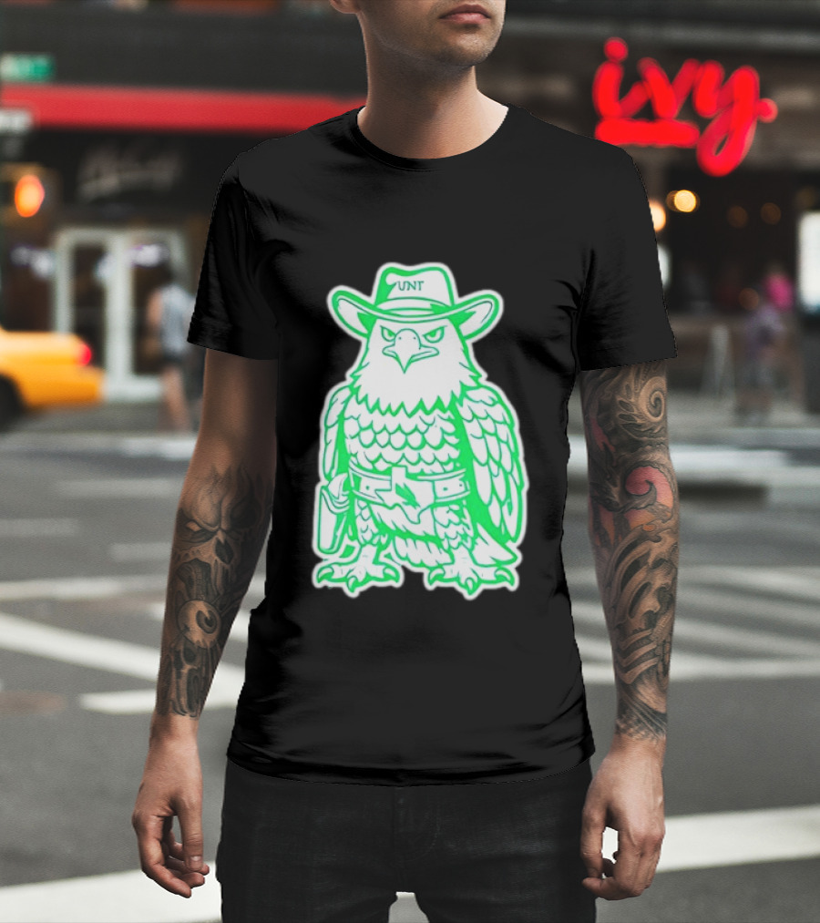 North Texas Mean Green Eagle UNT Cowboy Hat T-Shirt