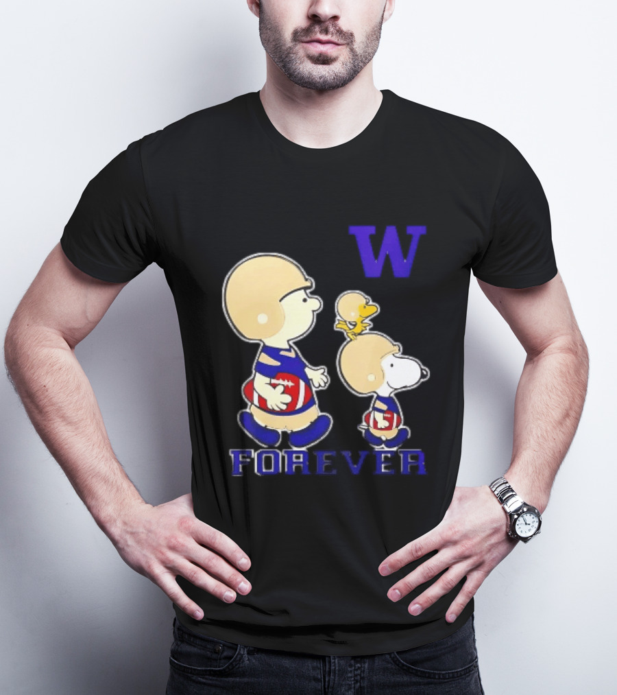 Peanuts Characters Football Players Washington Huskies W Forever T-Shirt