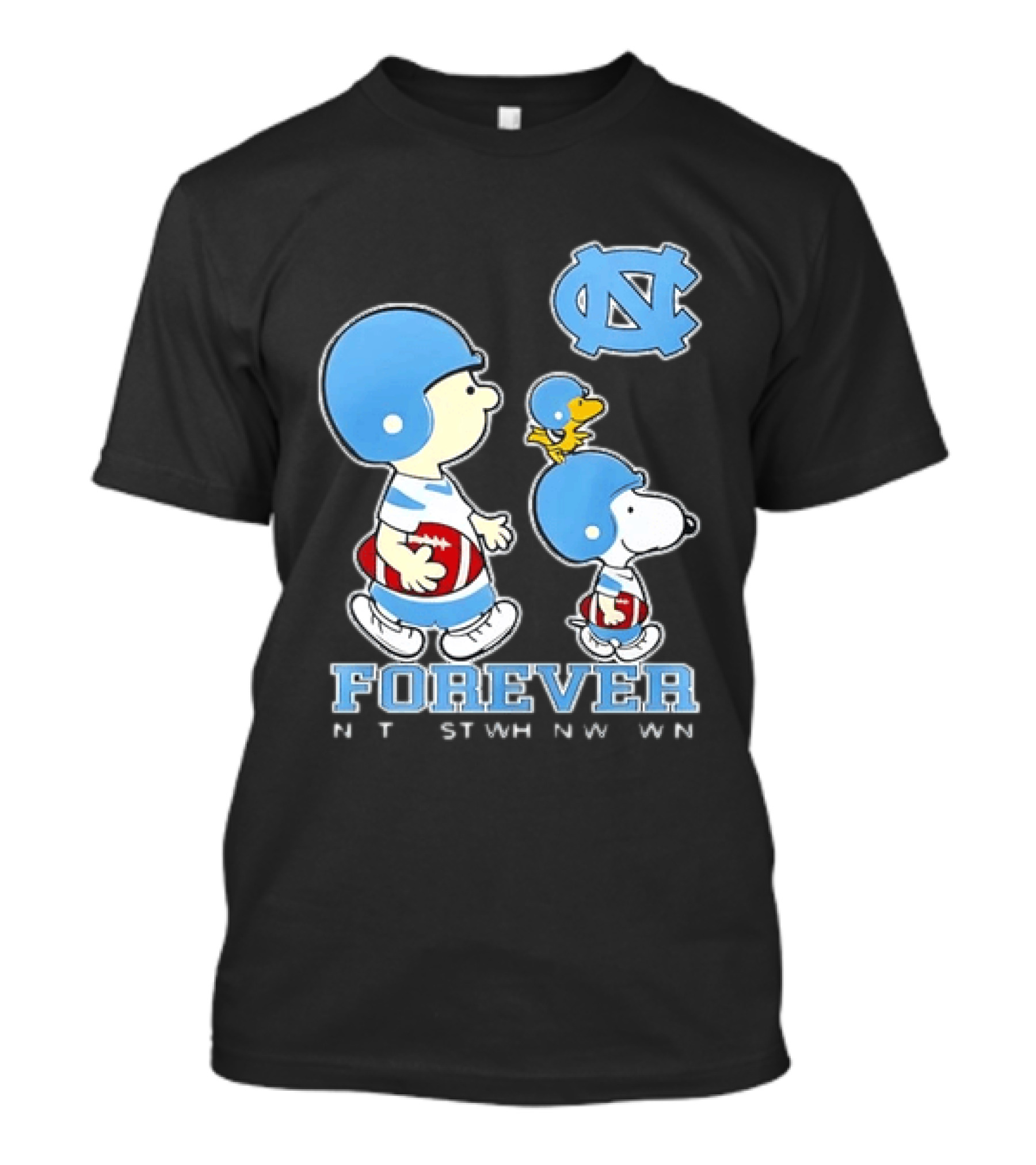 UNC Tar Heels Snoopy Charlie Brown Football Forever T-Shirt
